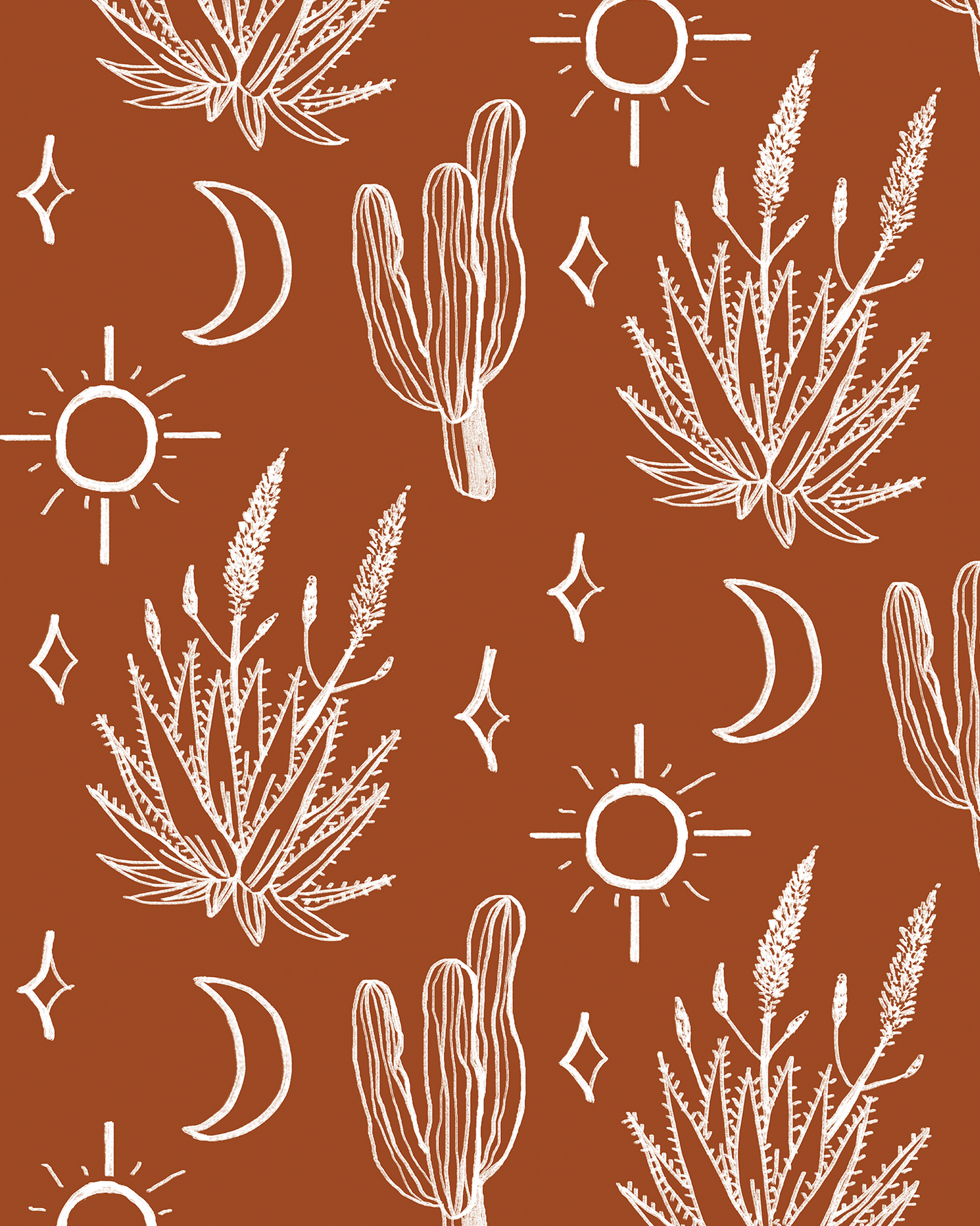 Desert Sky Wallpaper, large pattern, rust and white – Samantha Santana ...